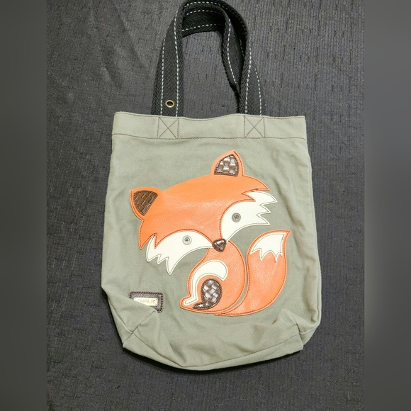 Chala | Bags | Chala Green Canvas Fox Tote Bag | Poshmark